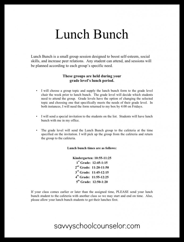 Lunch Bunch Anyone Planning And Scheduling Savvy School Counselor